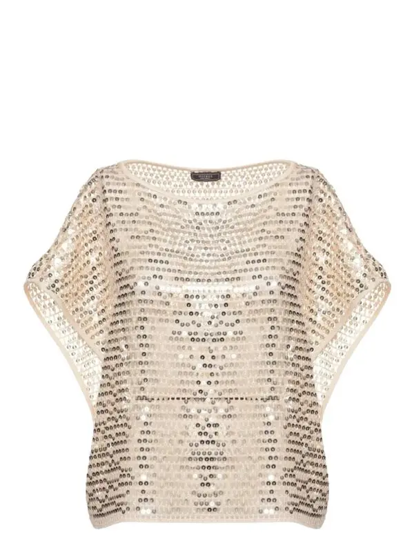 Peserico Sequinned Sleeveless Top - Light Brown