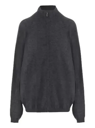THE FRANKIE SHOP High-neck Ribbed Zip Jacket - Grey
