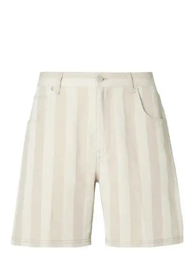 Fendi Pequin Striped Denim Shorts - Beige