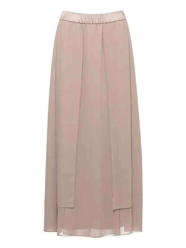 Peserico Elastic Waist Layered Midi Skirt - Nude