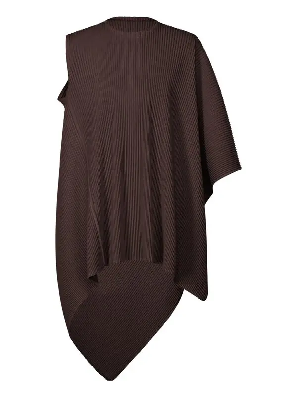 Issey Miyake Homme Plissé Pleated Asymmetrical Top - Eggplant Black