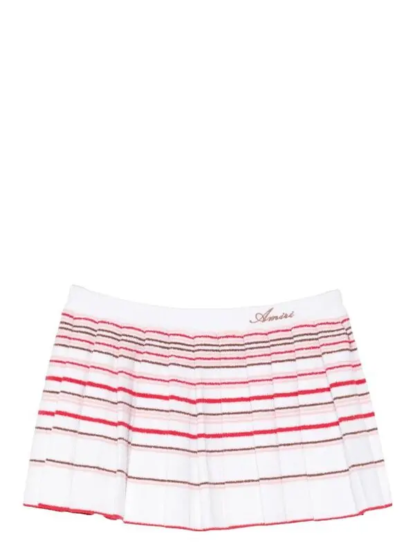 Amiri Striped Pleated Mini Skirt - White