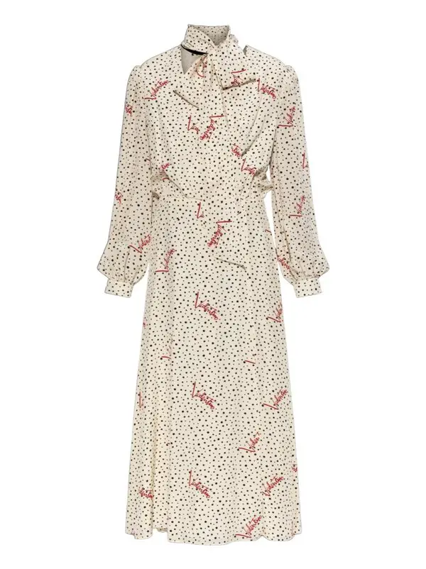 Valentino Garavani All-over Printed Long-sleeved Dress - Nude