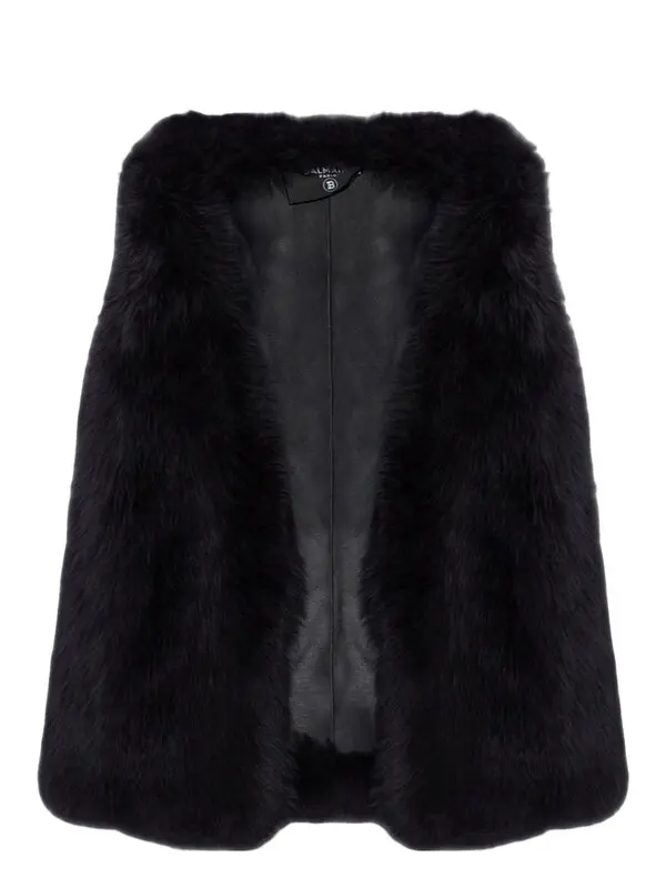 Balmain Sleeveless Fur Vest - Black