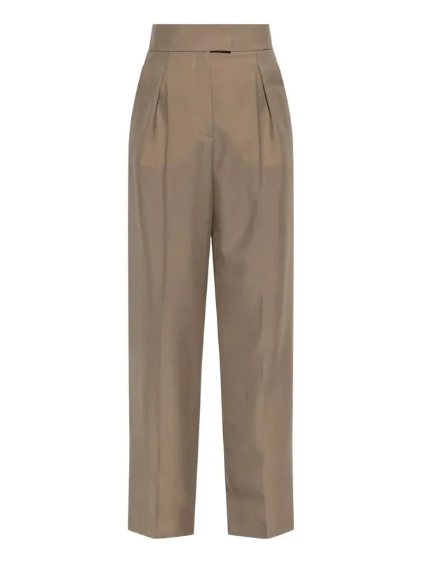 Valentino Garavani High-waisted Pleated Wide-leg Trousers - Beige