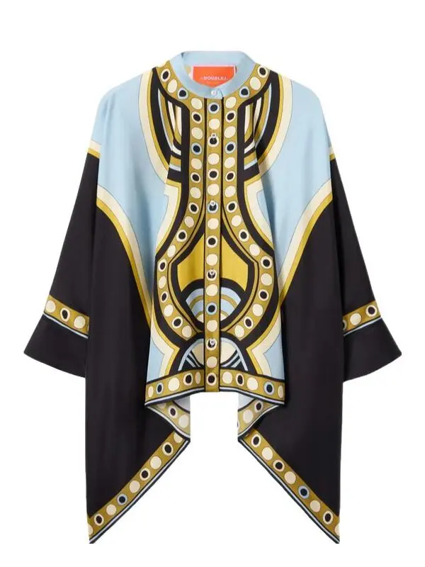 La DoubleJ Printed Blouse With Wide Sleeves - Black