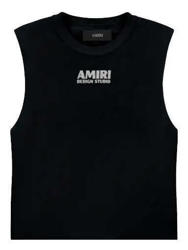 Amiri Logo Print Sleeveless Tank Top - Black