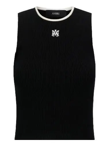 Amiri Ma Tank Top In Fine Rib Knit - Black