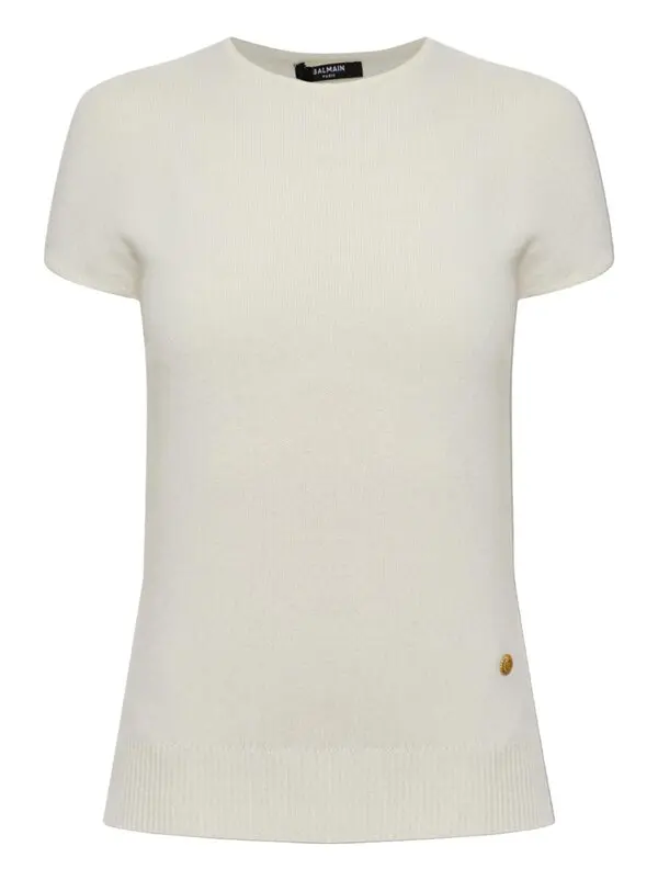 Balmain Button-detail Knitted Top - Cream