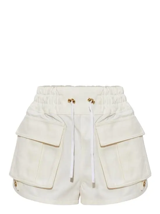 Balmain High-rise Cargo Shorts With Drawstring Detail - White