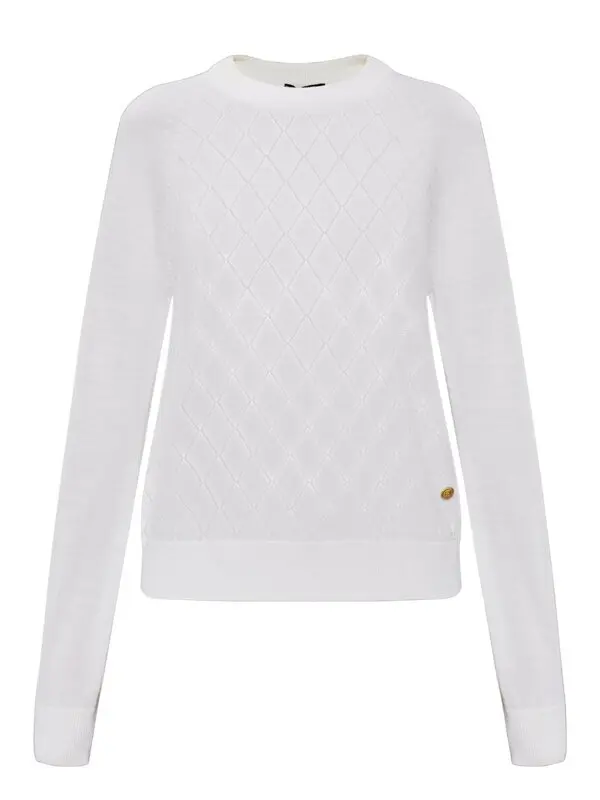 Balmain Diamond-knit Crew Neck Sweater - White