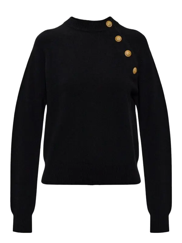 Balmain Button-detailed Knitted Sweater - Black