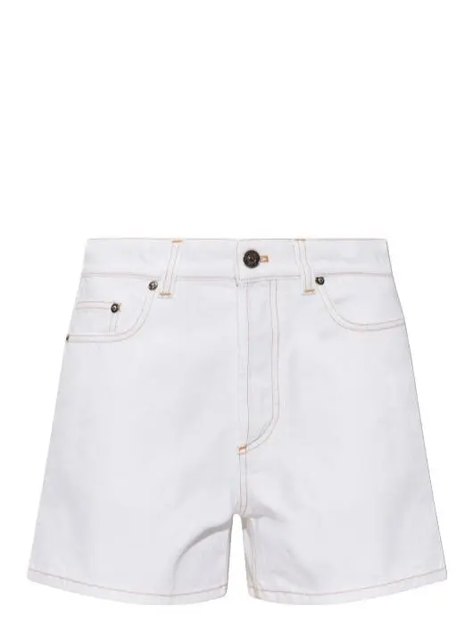 Versace High-rise Denim Shorts With Patch Pockets - White