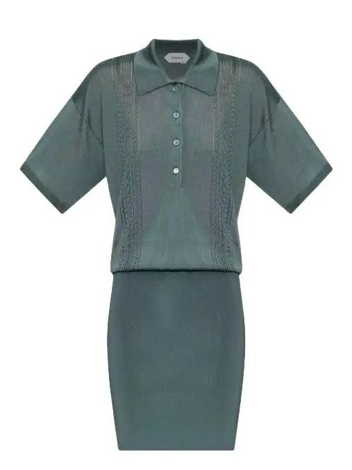 Versace Short-sleeve Knit Polo Dress - Green