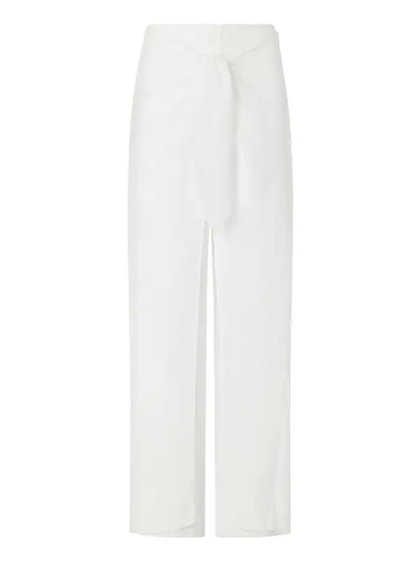 Christopher Esber Porto Tie-detailed Cotton-voile Wide-leg Pants - White