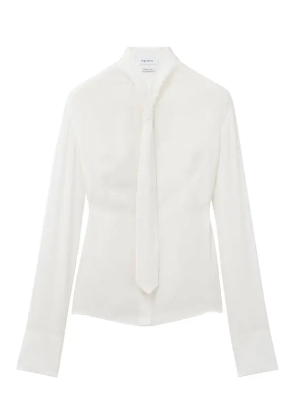 Alexander McQueen Long Sleeved Tie Shirt - Ivory