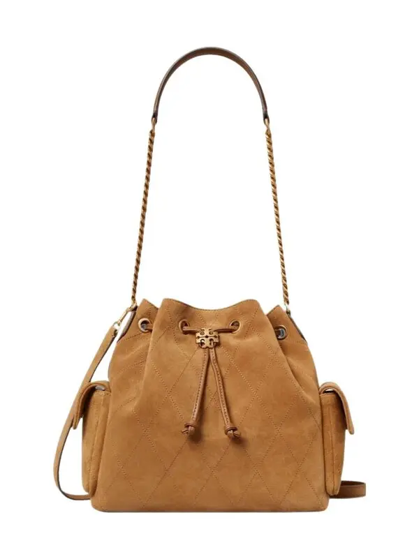 Tory Burch Quilted Suede Shoulder Bag - Wild Tobacco