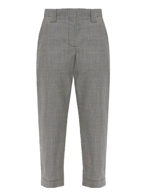 Versace Checked Cropped Trousers - Gray