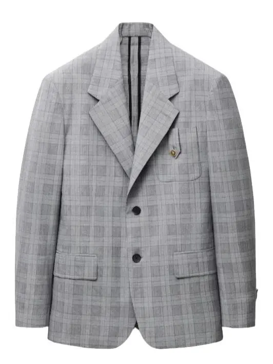 Versace Check Single-breasted Blazer - Grey