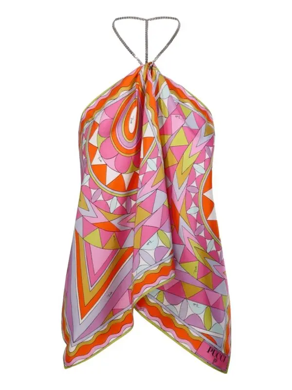Emilio Pucci Manuba Printed Halterneck Top - Multicolor