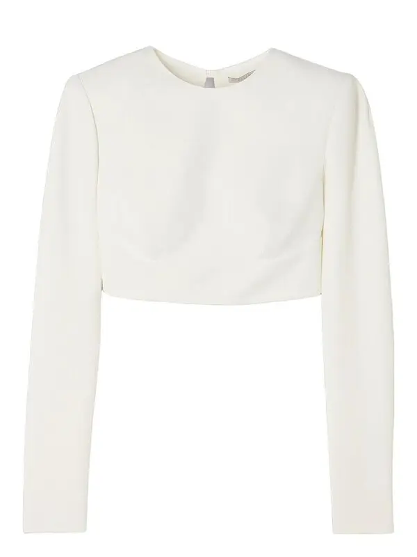 Stella McCartney Cropped Cady Top With Padded Shoulders And Zipped Cuffs - White