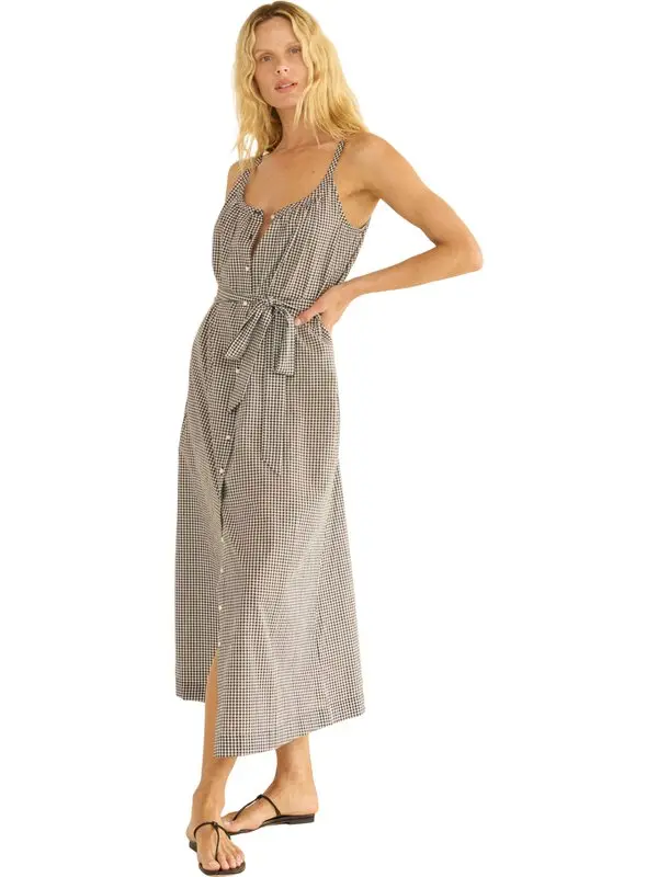 DÔEN Nevita Dress In La Maddalena Gingham - Noir La Maddalena Gingham