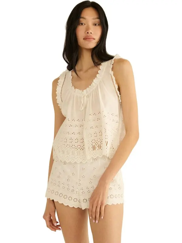 DÔEN Arda Short In White Eyelet - Salt