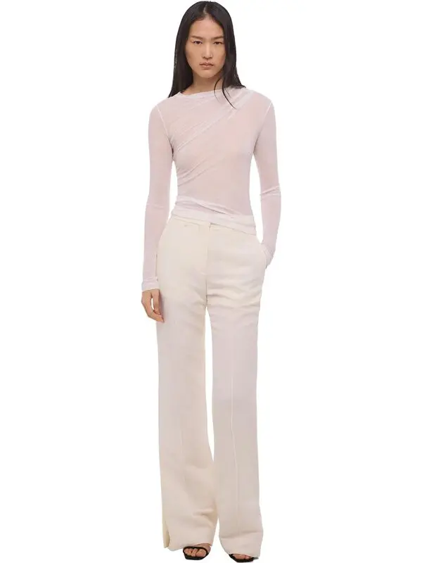 Helmut Lang Sheer Twisted Long-sleeve Top - Optic White