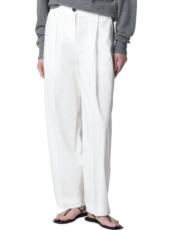 TOTEME Single-pleat Organic Cotton Trousers - White