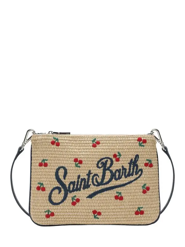 MC2 SAINT BARTH Embroidered Raffia Pouch - Beige