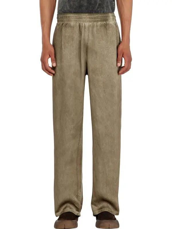 DIESEL® Wrinkled Satin Track Trousers - Brown