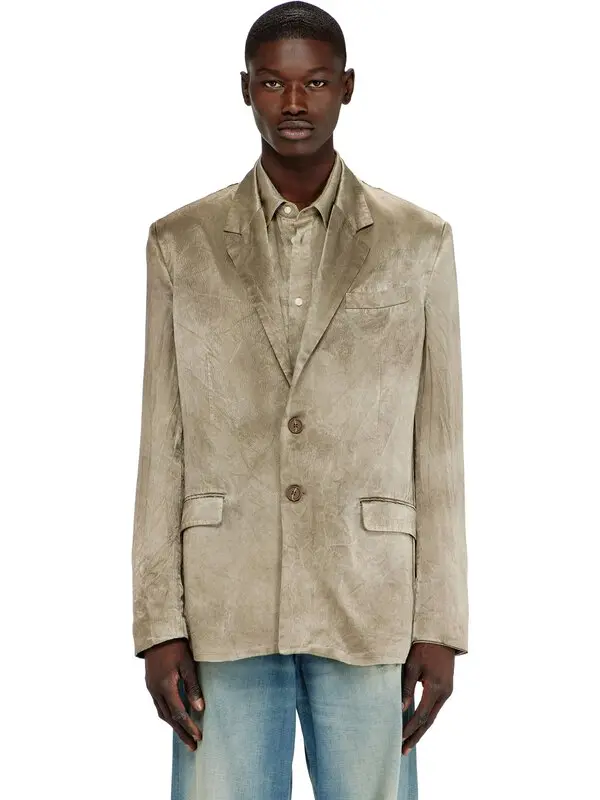 DIESEL® Blazer In Wrinkled Satin - Brown