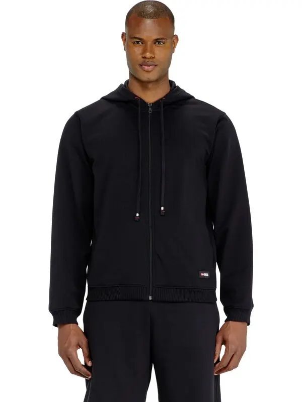 DIESEL® Hoodie In Peached Cotton Blend - Black