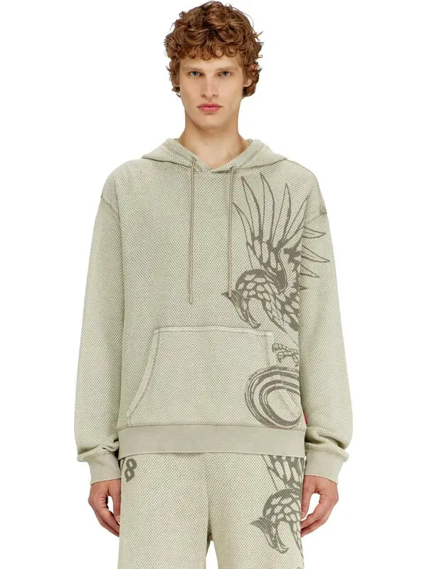 DIESEL® Textured Cotton Mesh Hoodie - Beige
