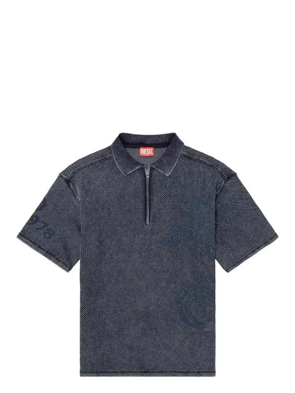 DIESEL® Mesh-jacquard Polo Shirt With Phoenix Print - Grey