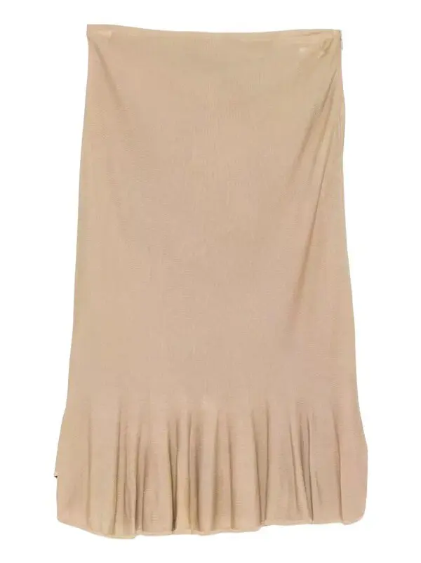 TOTEME Fluted Hem Knitted Midi Skirt - Neutrals