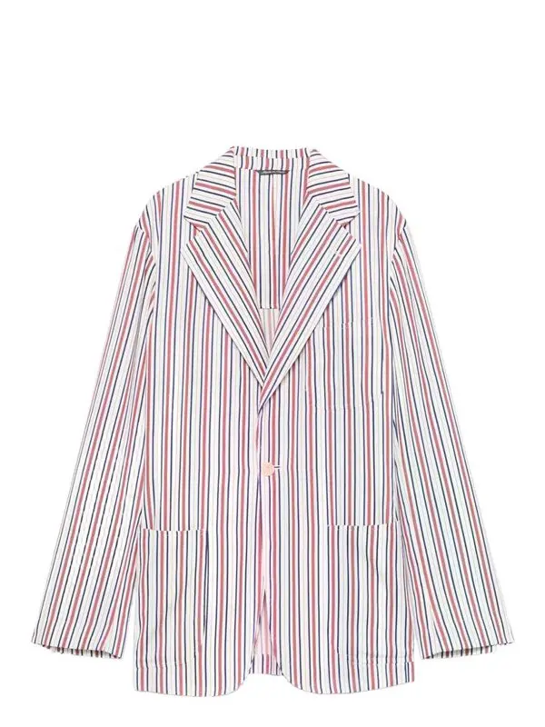 ROMEO GIGLI 1990s Striped Single-breasted Jacket - White