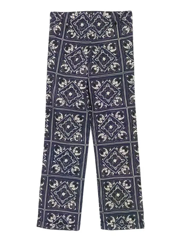 ROMEO GIGLI 1990s Paisley-print Cotton Trousers - Blue