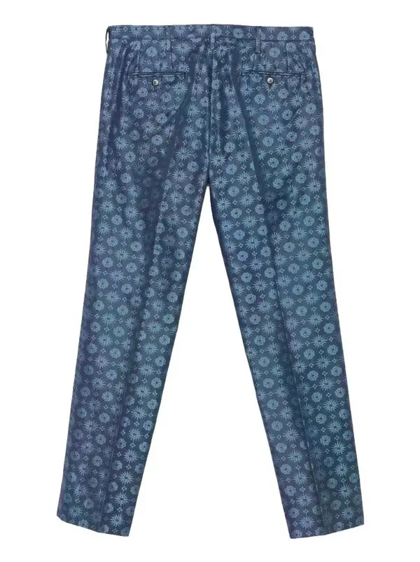 ROMEO GIGLI Jacquard Pattern Tailored Trousers - Blue