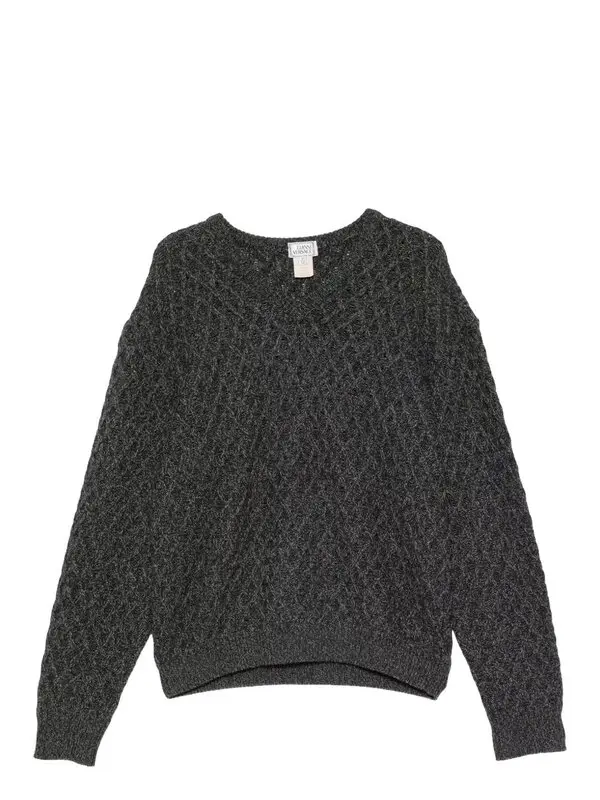 Versace Diamond-knit V-neck Sweater - Grey
