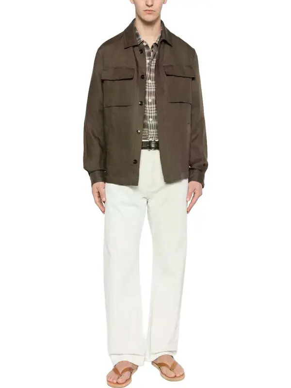 HESKIMO Linen Buttoned Jacket - Brown