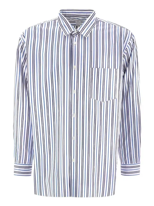 Play Comme Des Garcon Striped Cotton Shirt - Blue