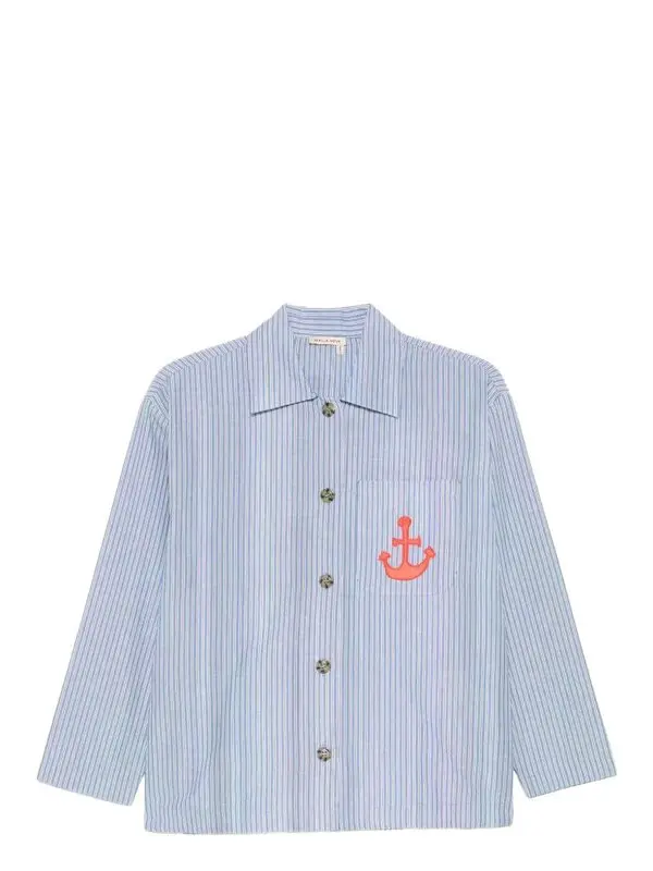 STELLA NOVA Striped Shirt With Anchor Patch - Blue