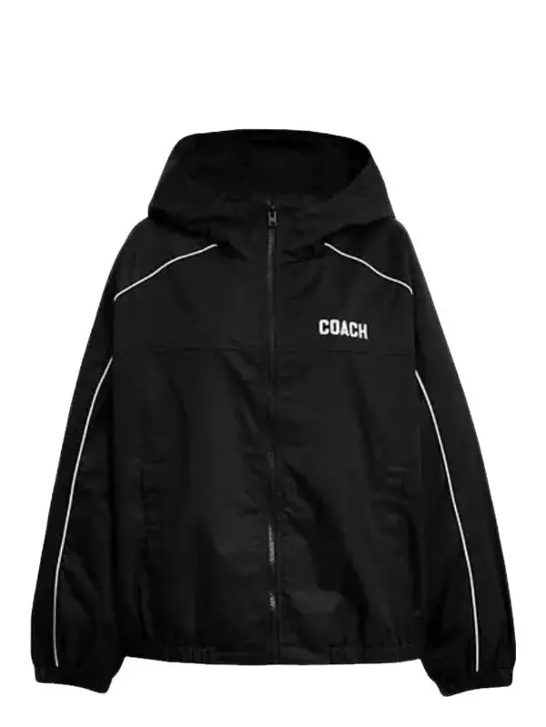 COACH Zip-up Windbreaker With Retro Graphic - Black