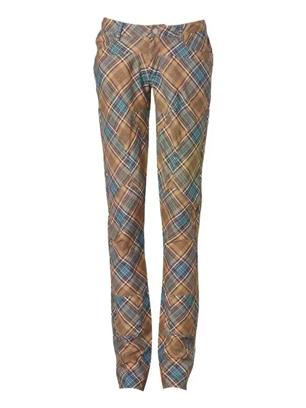 Collina Strada Rawr Plaid-pattern Trousers - Brown