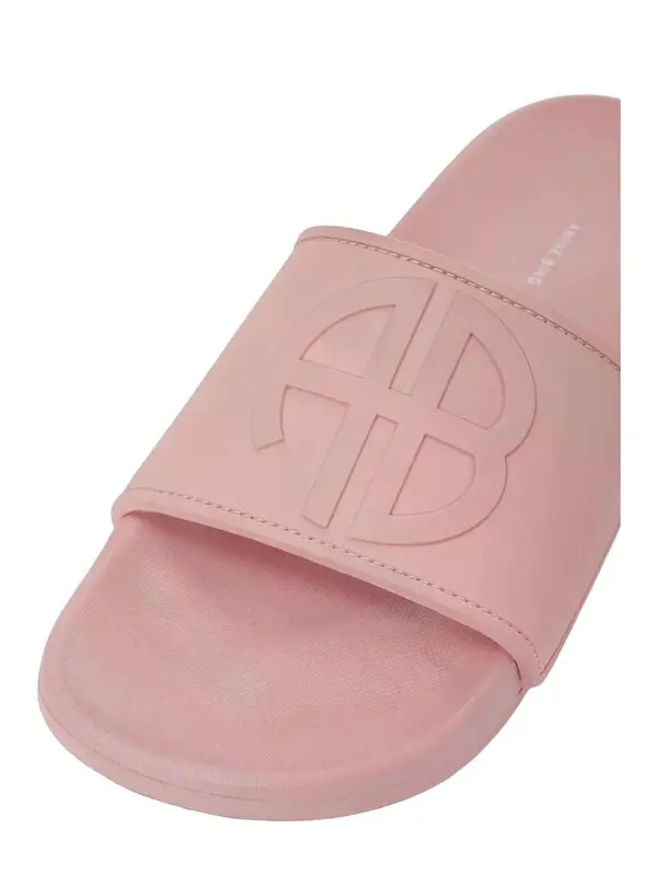 ANINE BING Isla Embossed Logo Slides - Pink