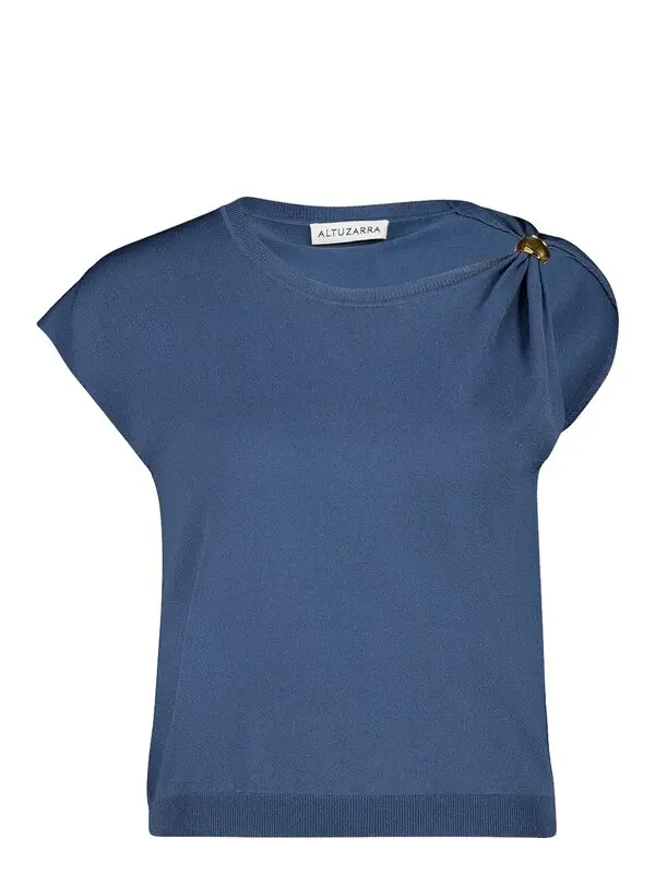 Altuzarra Rinaldi Jersey Top With Gold-tone Hardware - Blue