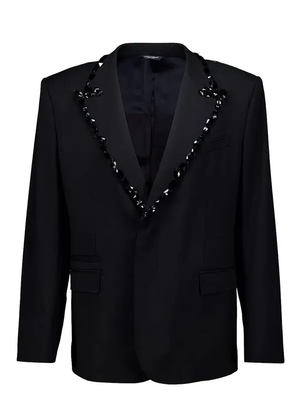 Dolce & Gabbana Crystal-embellished Wool Blazer - Black