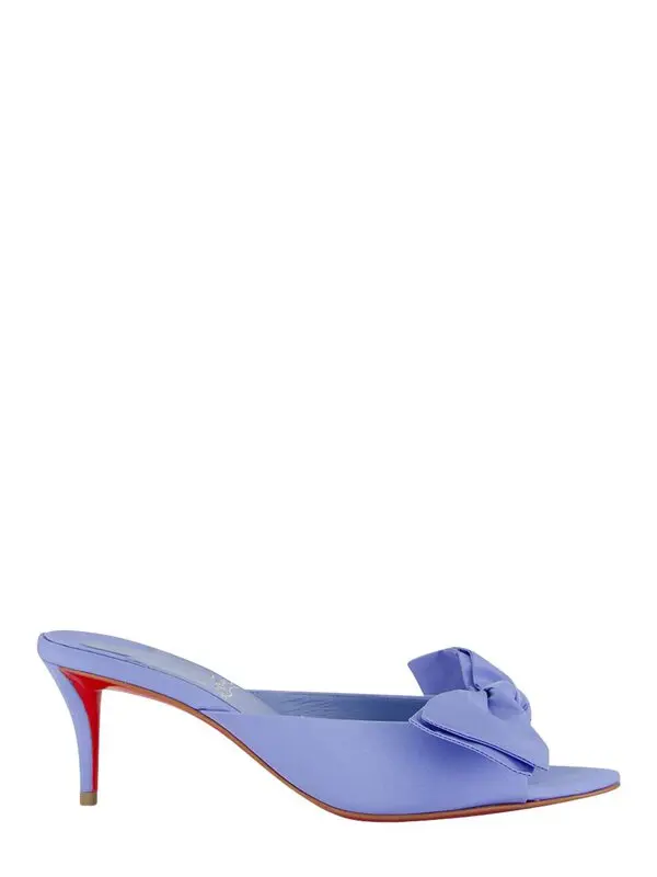 CHRISTIAN LOUBOUTIN Ceruleo Silk Bow Kitten Heel Mules - Blue