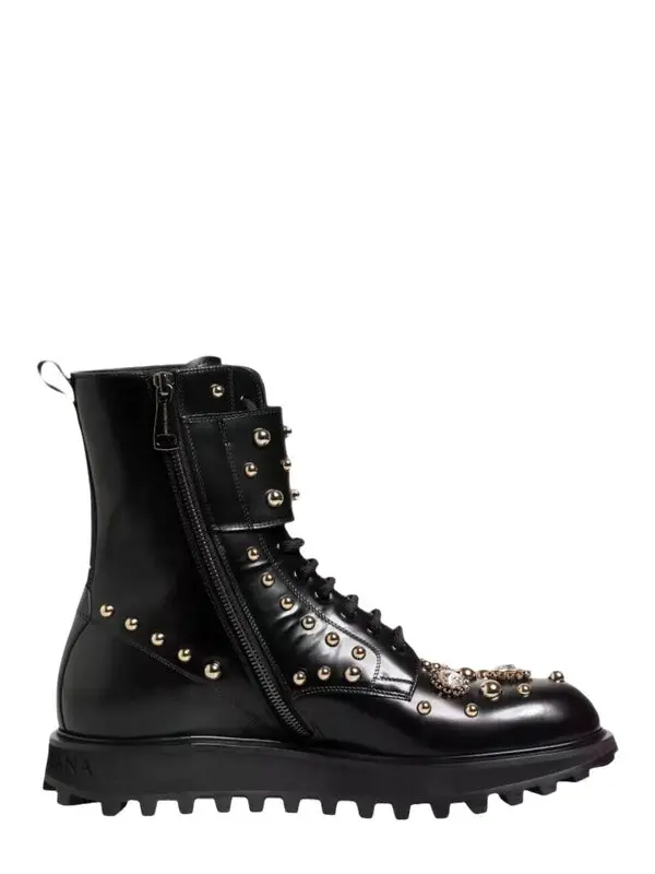 Dolce & Gabbana Embellished Biker Boots - Black